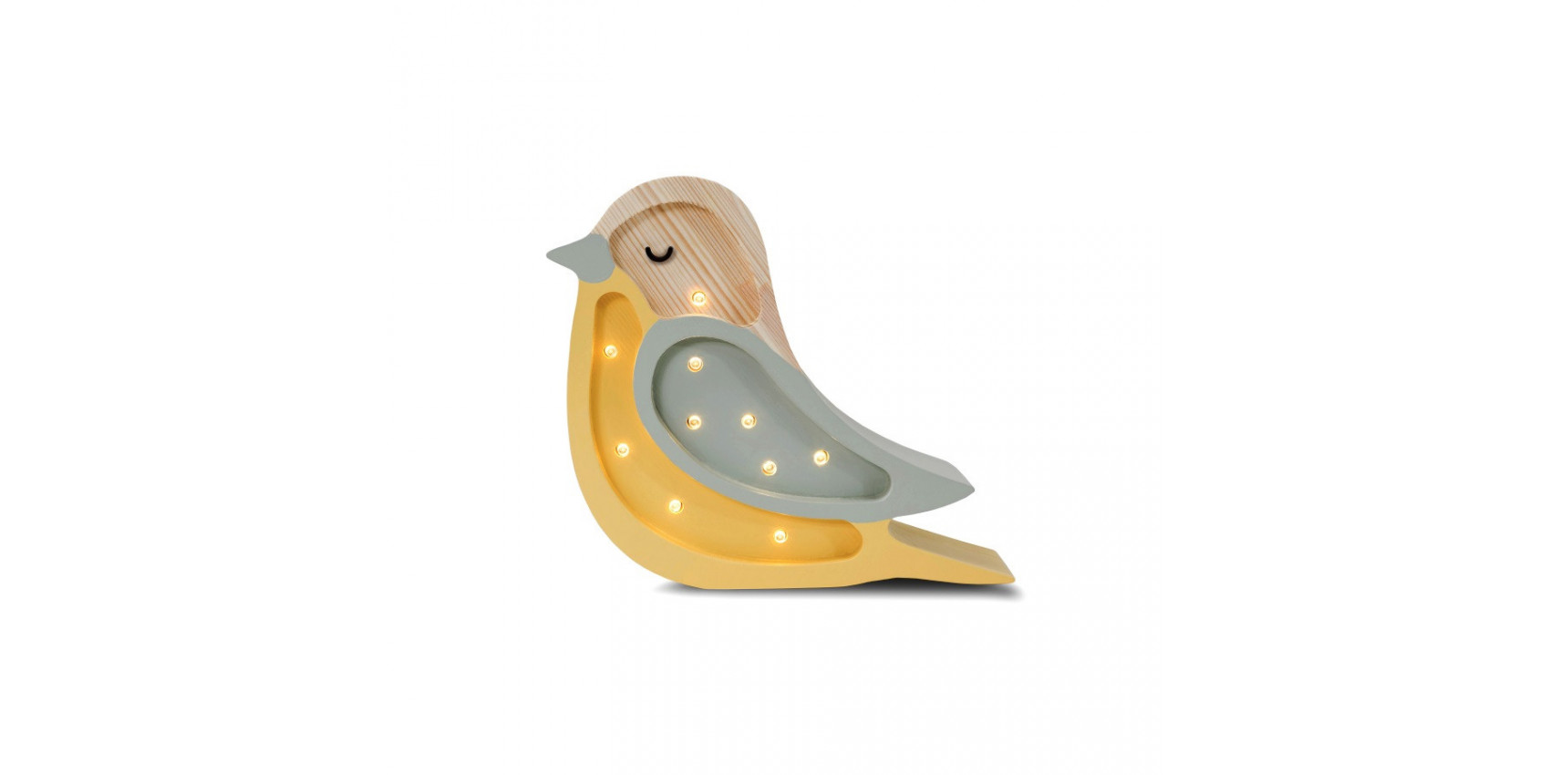 Lampe veilleuse en bois mini oiseau khaki moutarde
