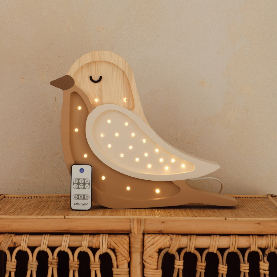 Lampe veilleuse en bois oiseau café wood