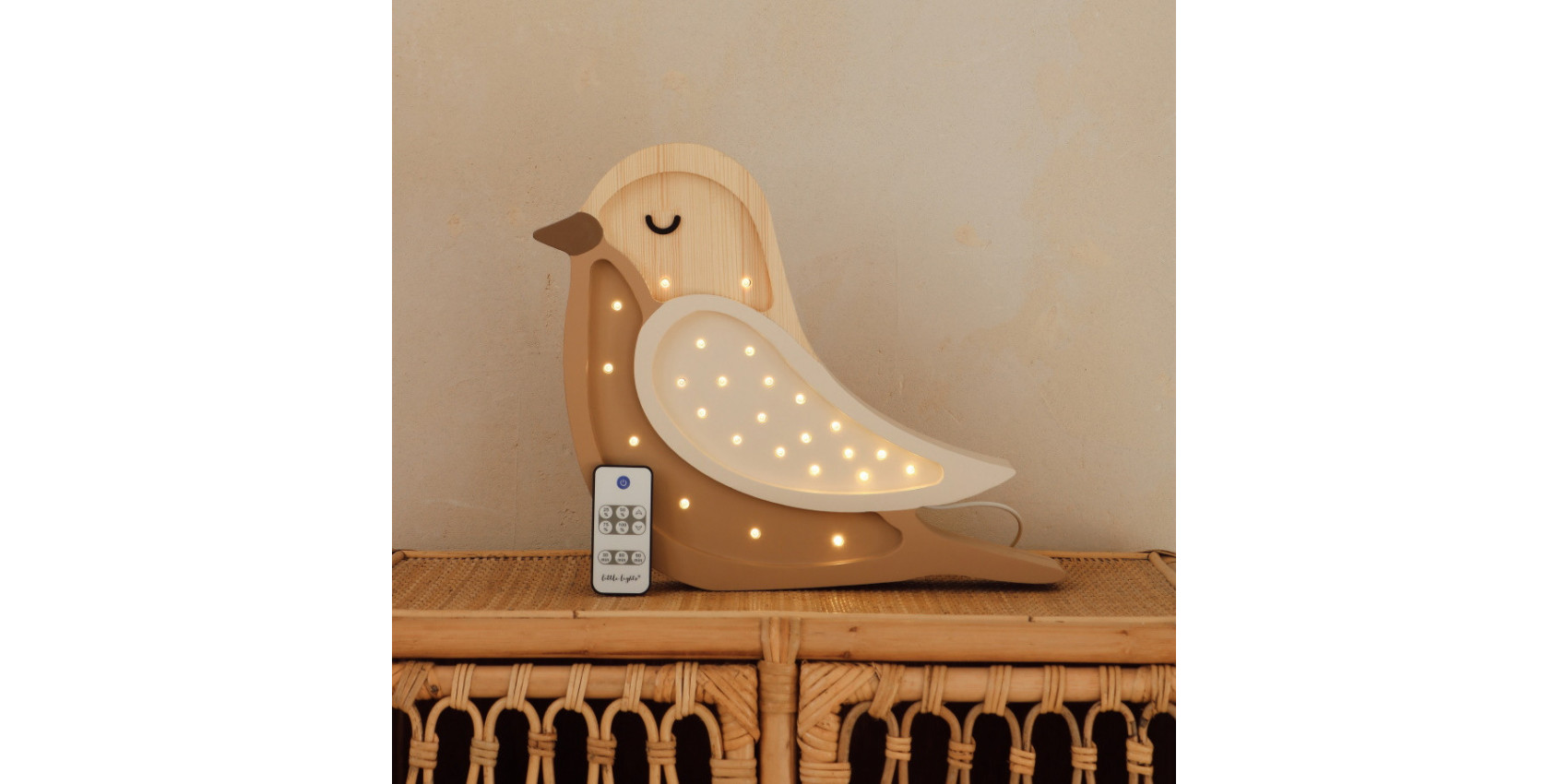 Lampe veilleuse en bois oiseau café wood