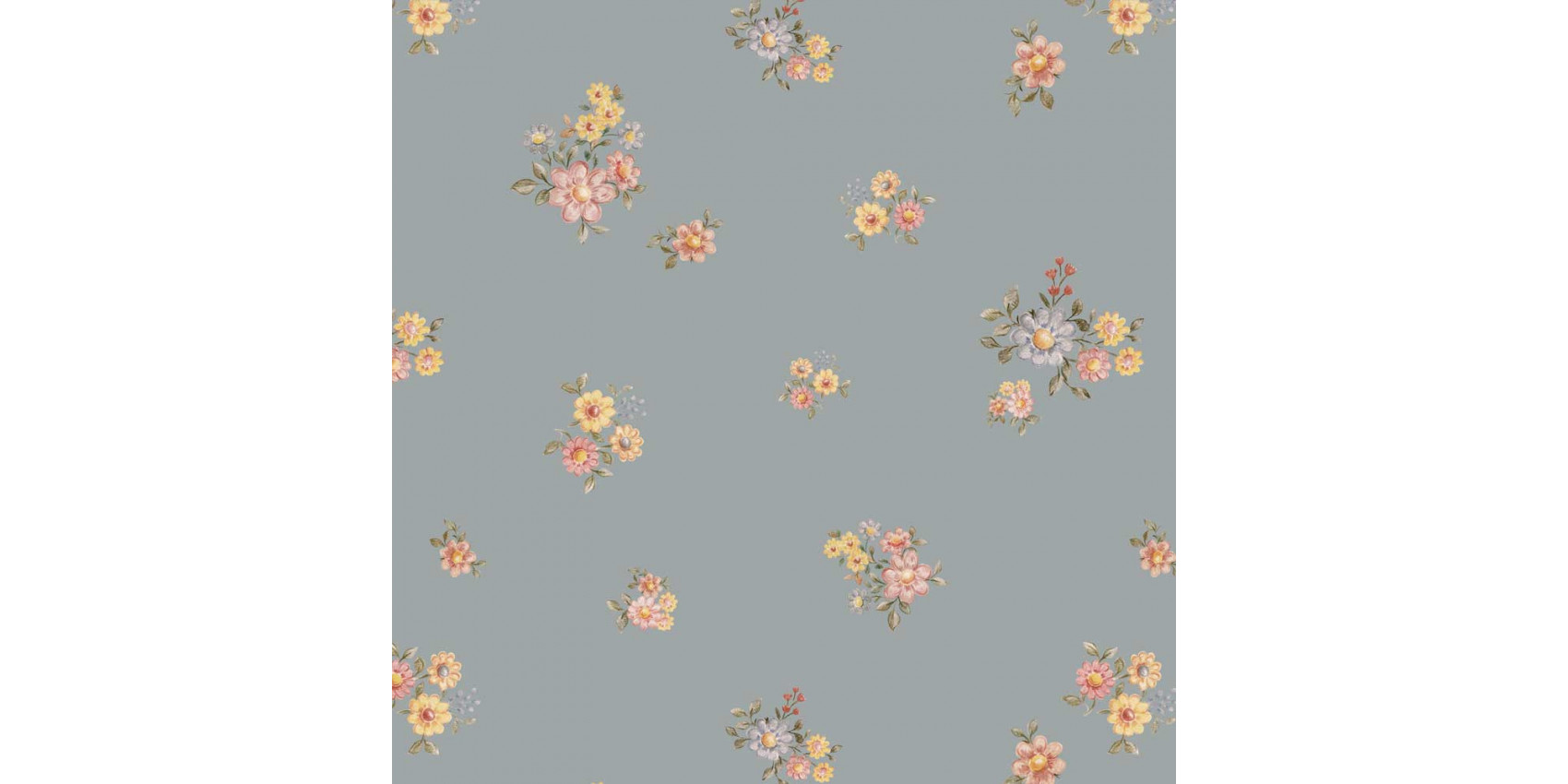 Echantillon papier peint - petites fleurs de champ fond sombre