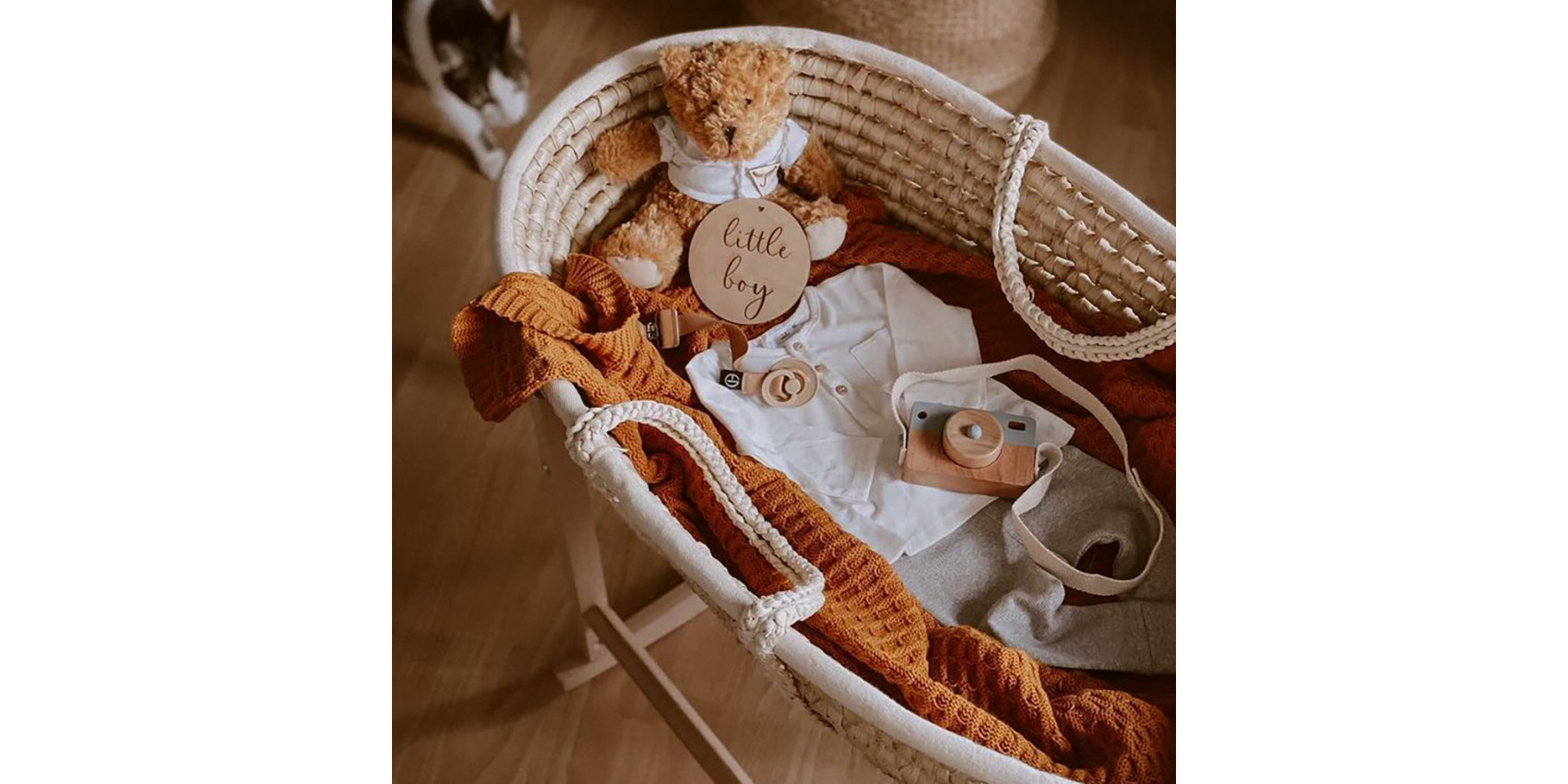 Couffin bébé en fibres naturelles