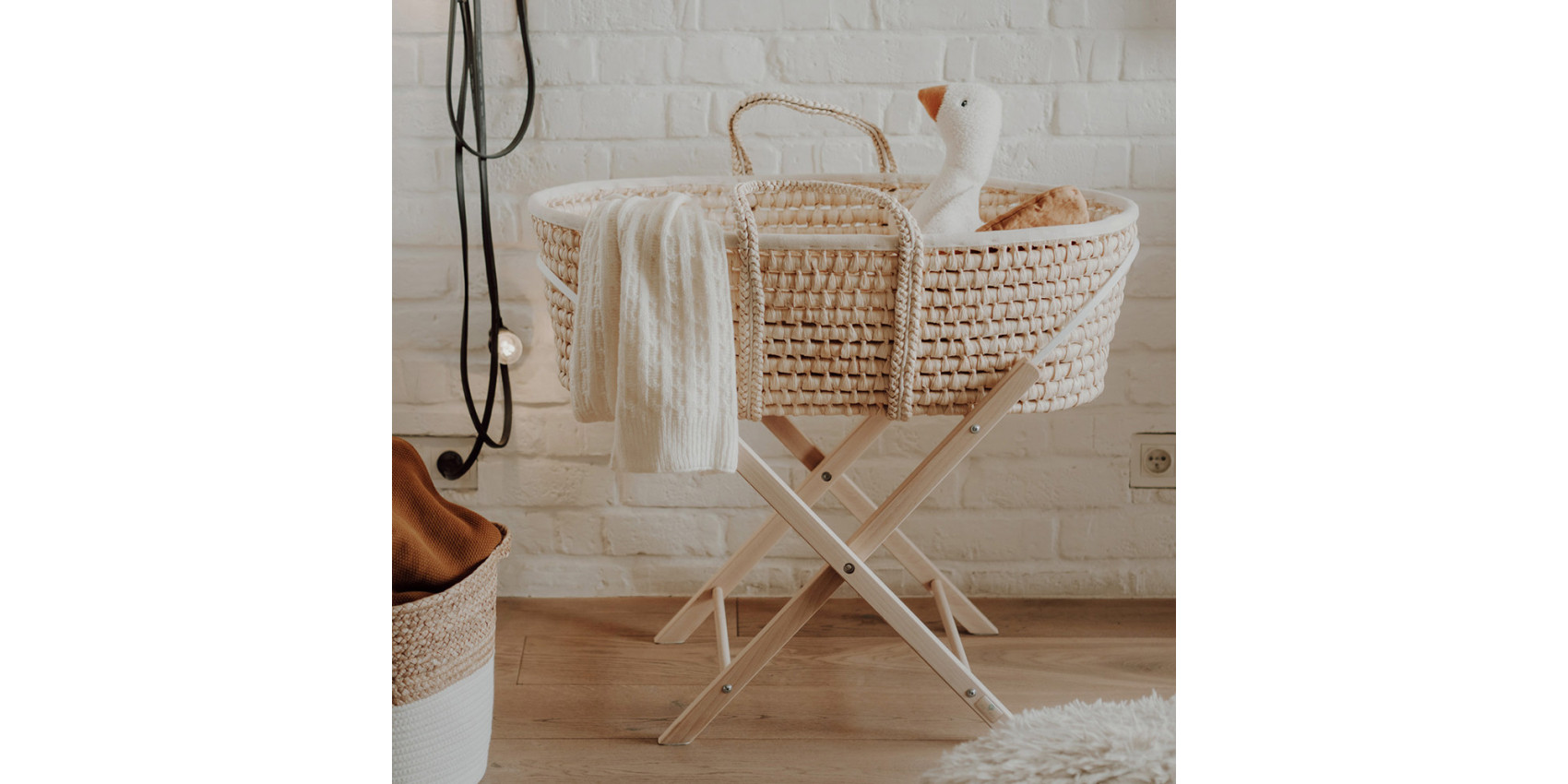 Couffin bébé en fibres naturelles