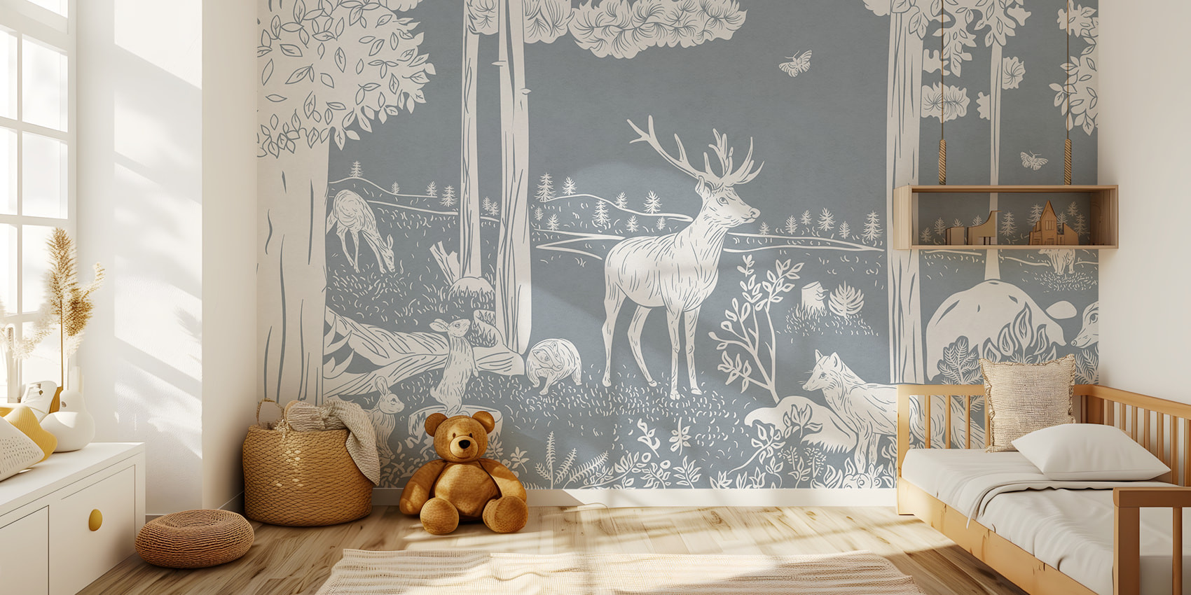Papier peint enfant Monochrome Forest - Blue