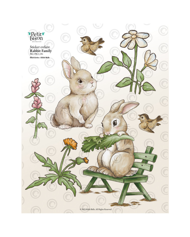 Stickers enfant lapins - rabbit family